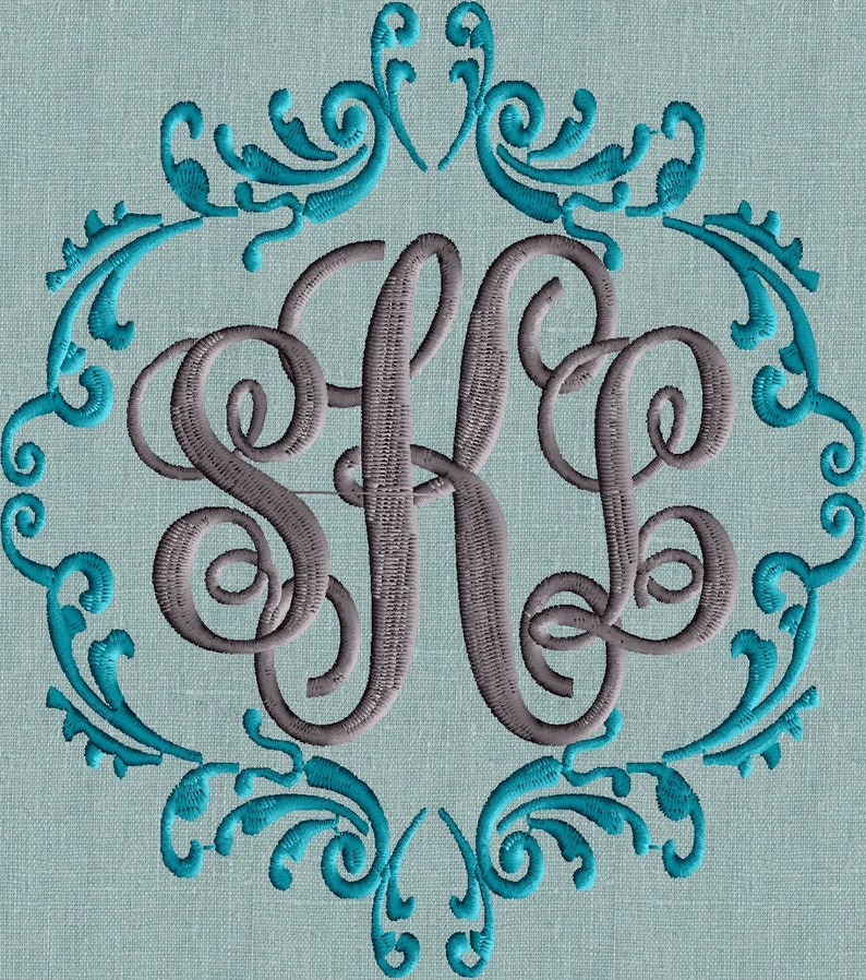 Damask Frame Monogram font Not Included EMBROIDERY DESIGN - Etsy