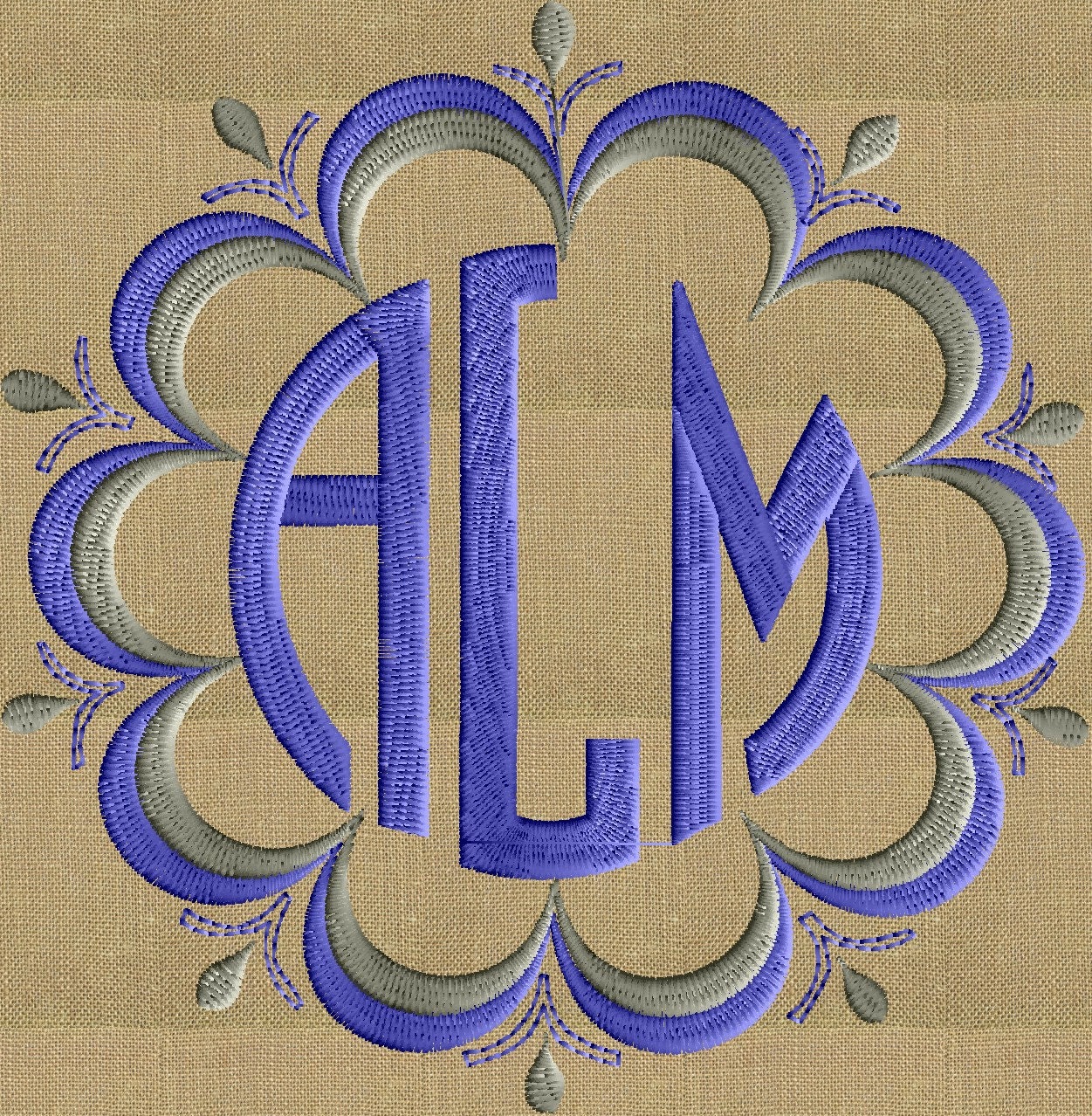 Double Scalloped Font Frame Monogram Embroidery Design Font Not ...