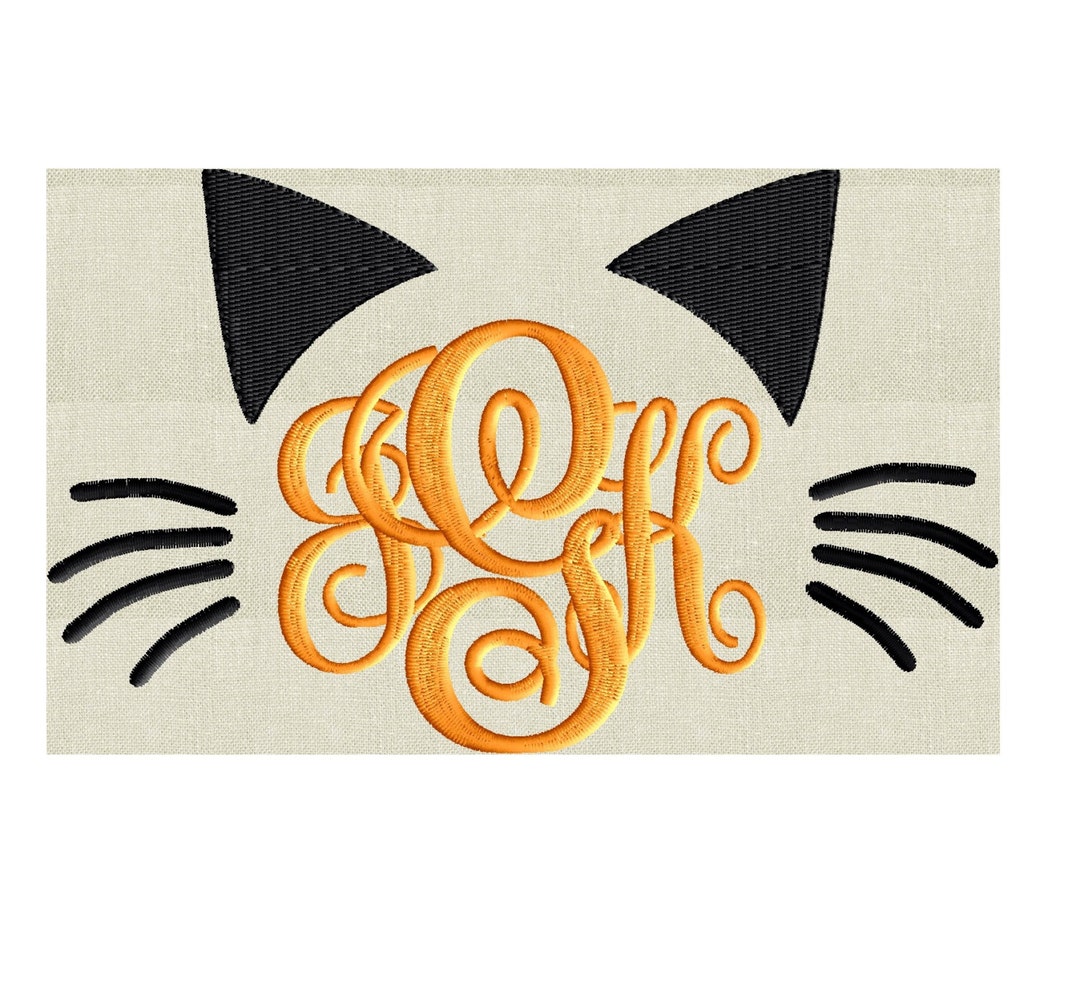Black Cat Kitty Font Frame Monogram Embroidery Design - Font Not ...