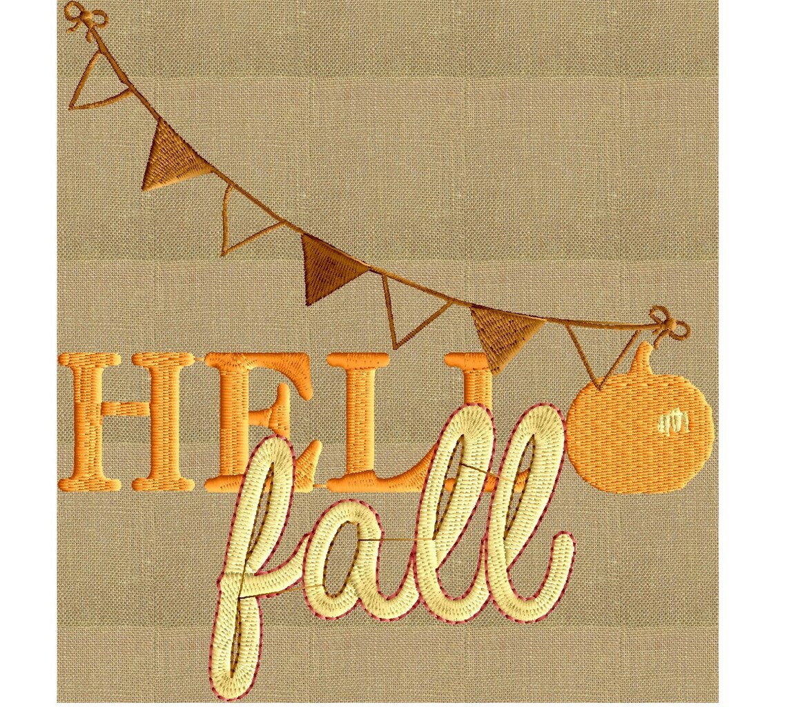 Hello Fall - EMBROIDERY DESIGN FILE- Instant Download - Exp Jef Vp3 Pes ...