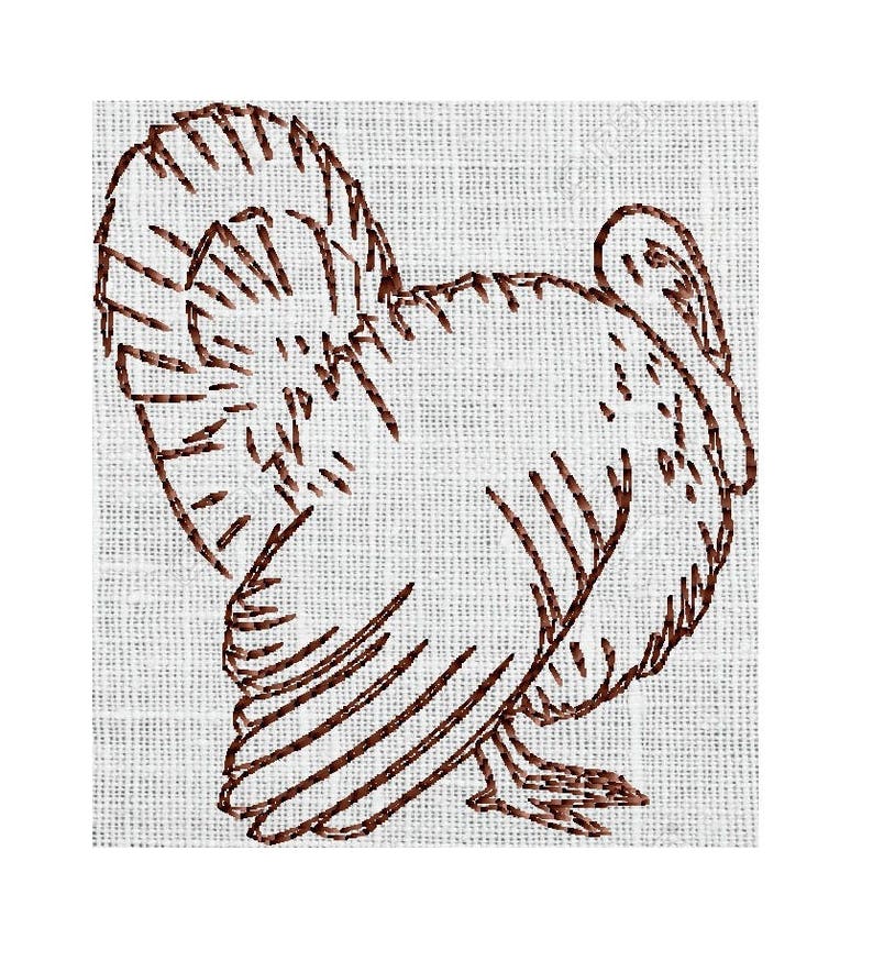 Turkey Sketch Thanksgiving EMBROIDERY DESIGN FILE Instant - Etsy