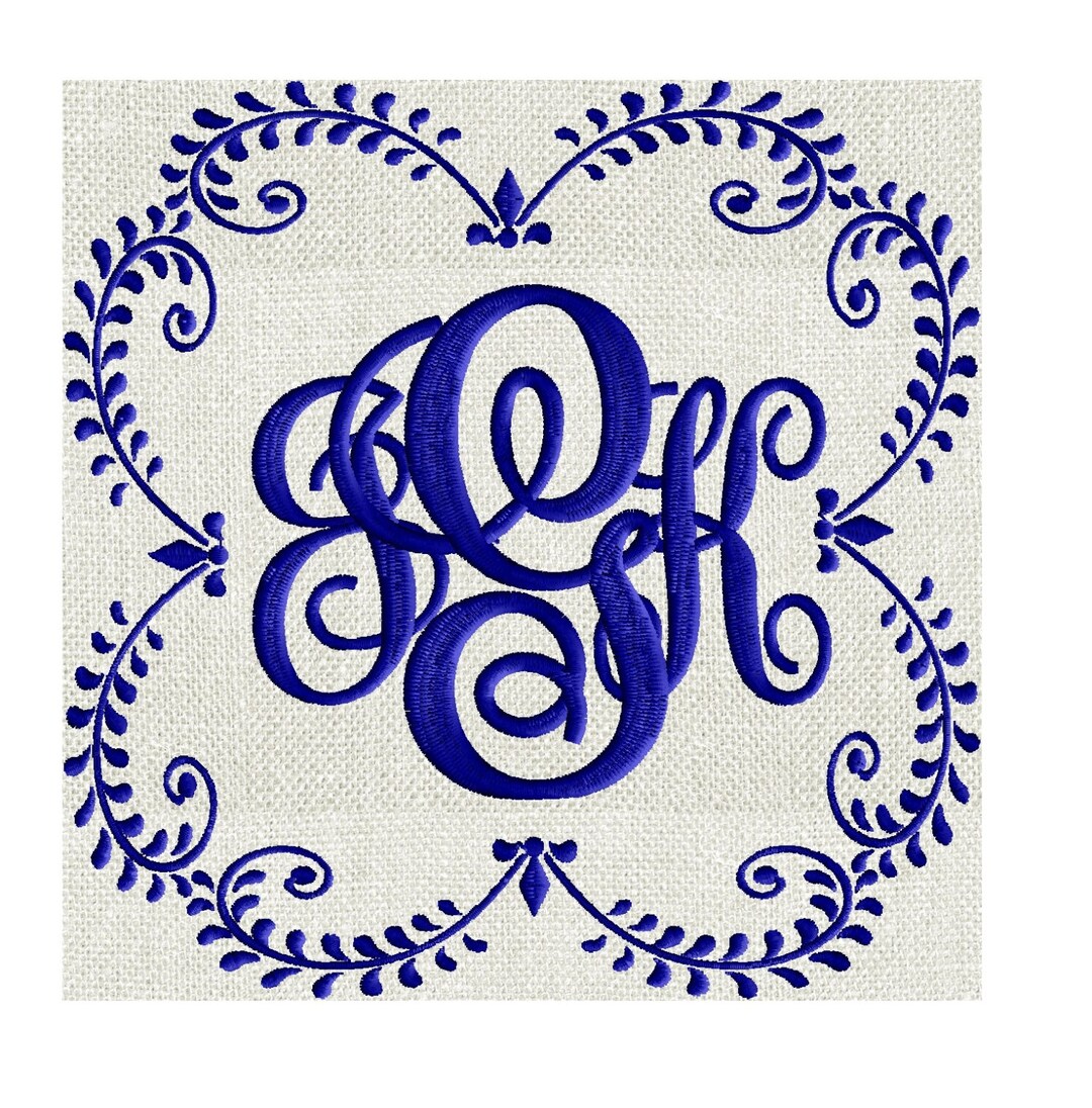 Dutch Delft Font Frame Monogram Design - Font Not Included - EMBROIDERY ...