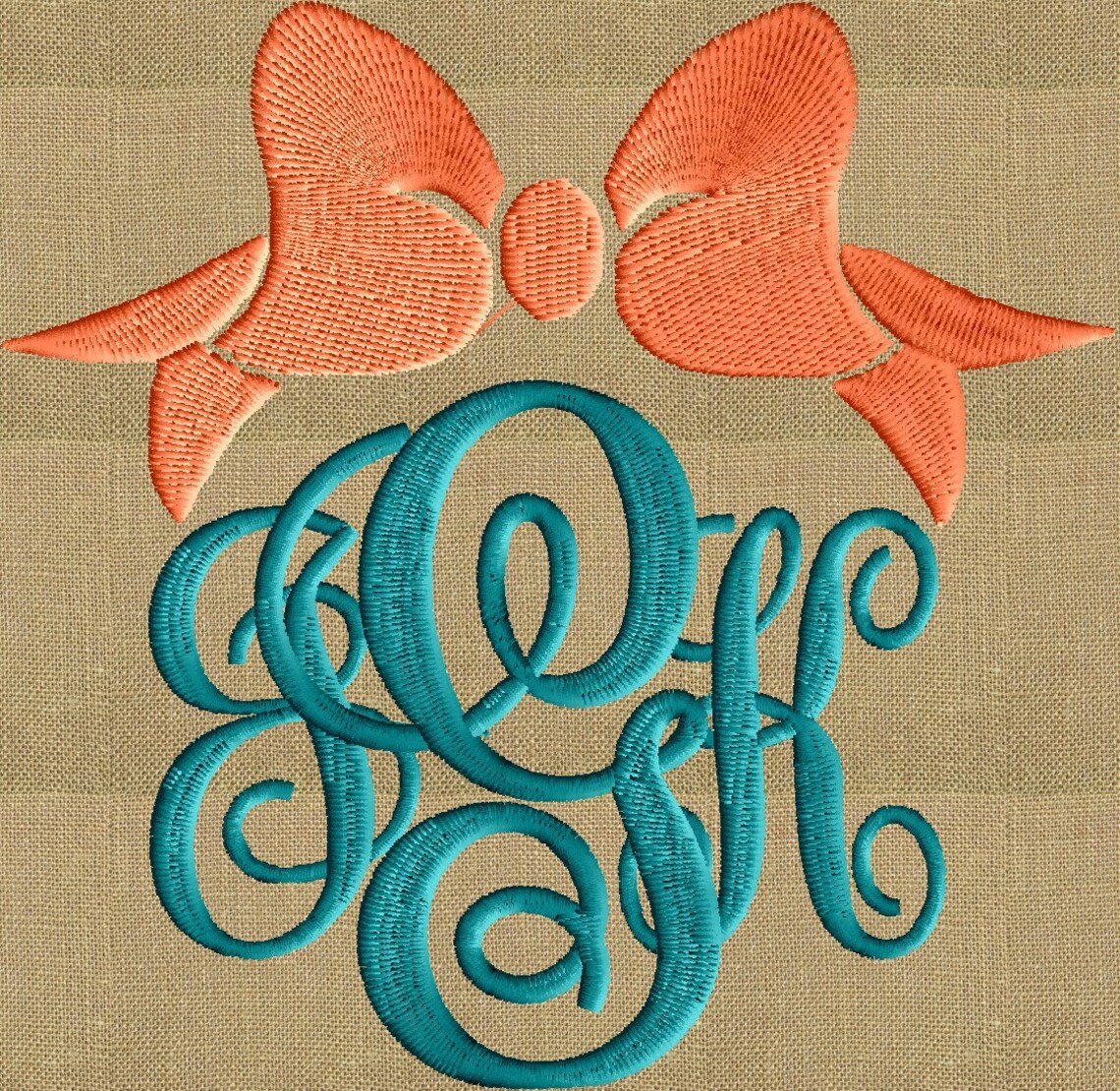 Bow Font Frame Monogram Embroidery Design Font Not Included - Etsy