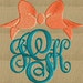 Bow Font Frame Monogram Embroidery Design - Font Not Included - Instant ...