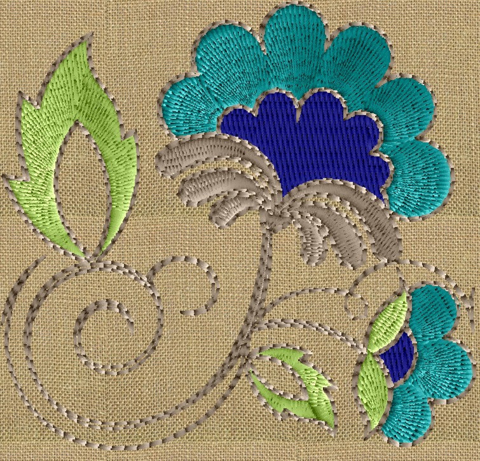 Jacobean Flower Embroidery Design - EMBROIDERY DESIGN FILE - Instant ...