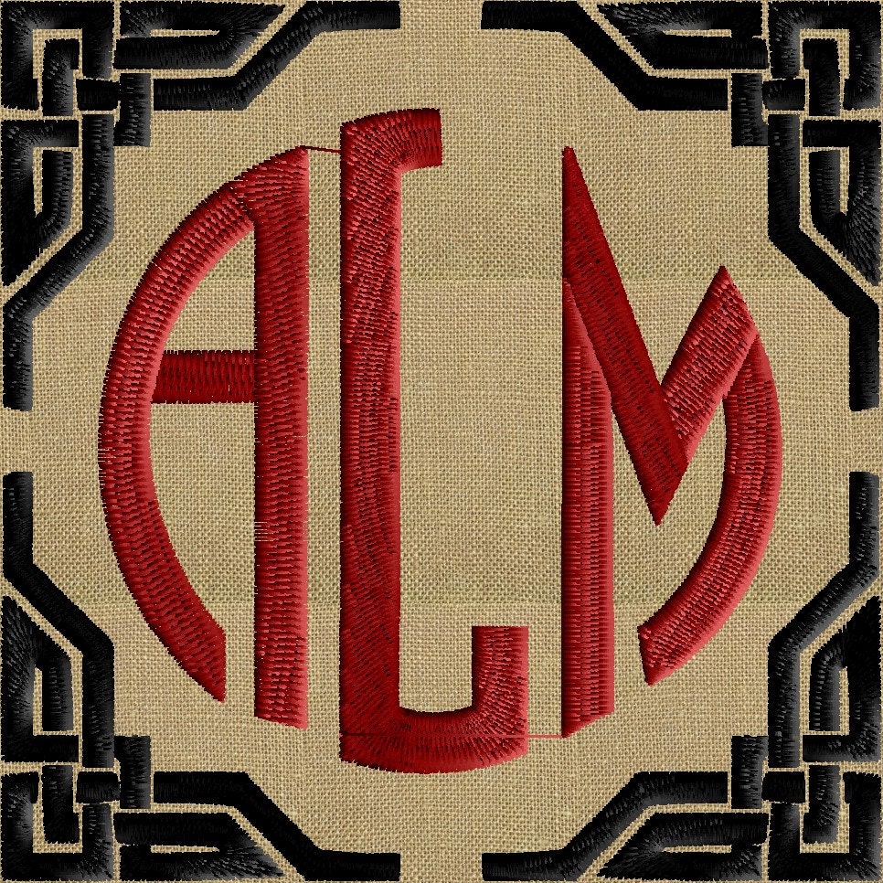 Modern Interlocking Font Frame Monogram Embroidery Design Font - Etsy