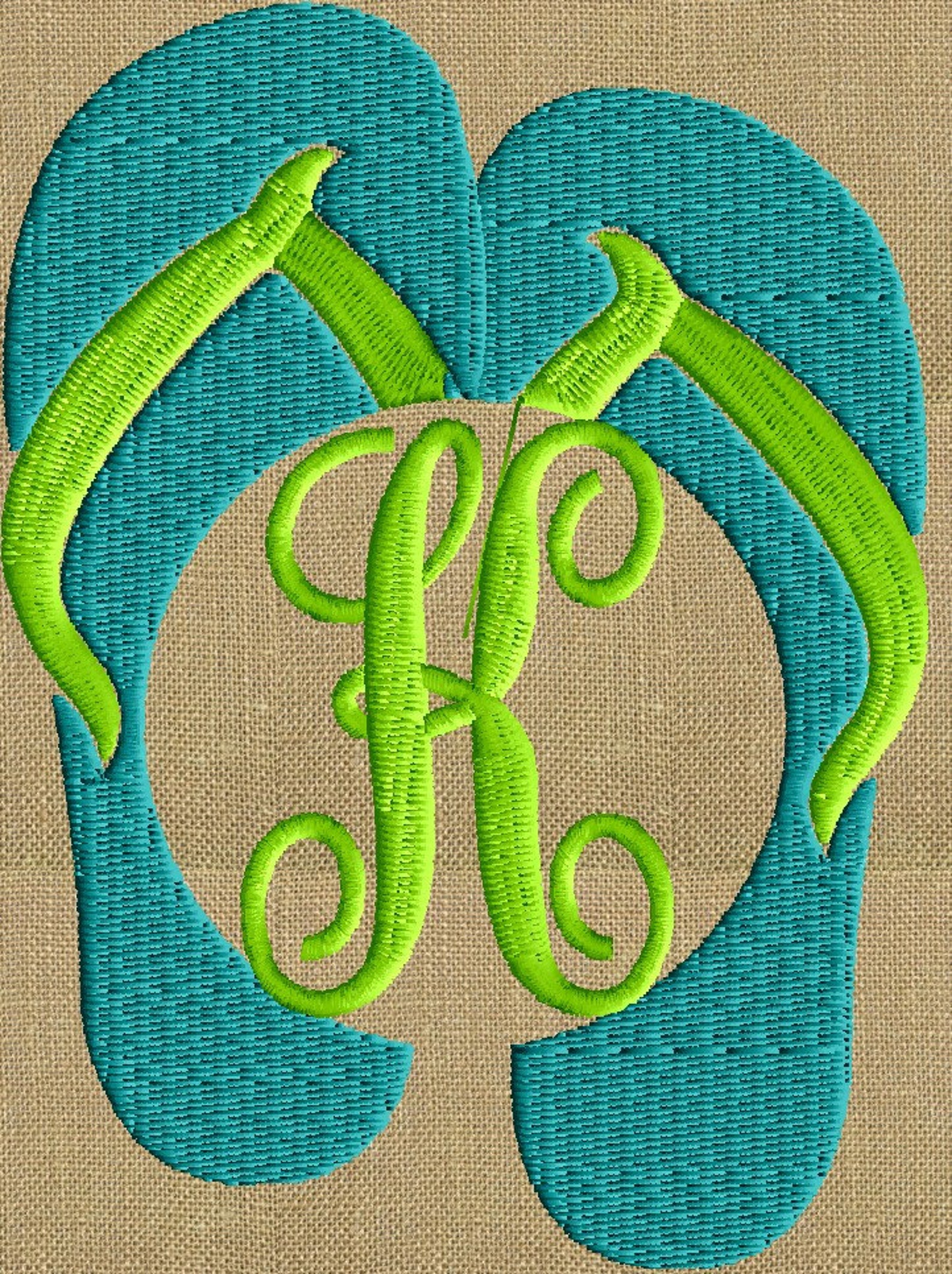 Flip Flops Font Frame Monogram Design -font Not Included - EMBROIDERY ...