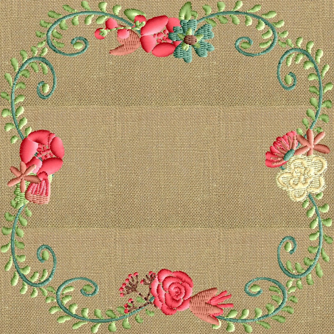 Floral Square Font Frame Monogram Embroidery Design Font Not - Etsy