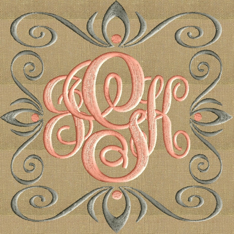 Scroll Square Font Frame Monogram Design font Not Included - Etsy