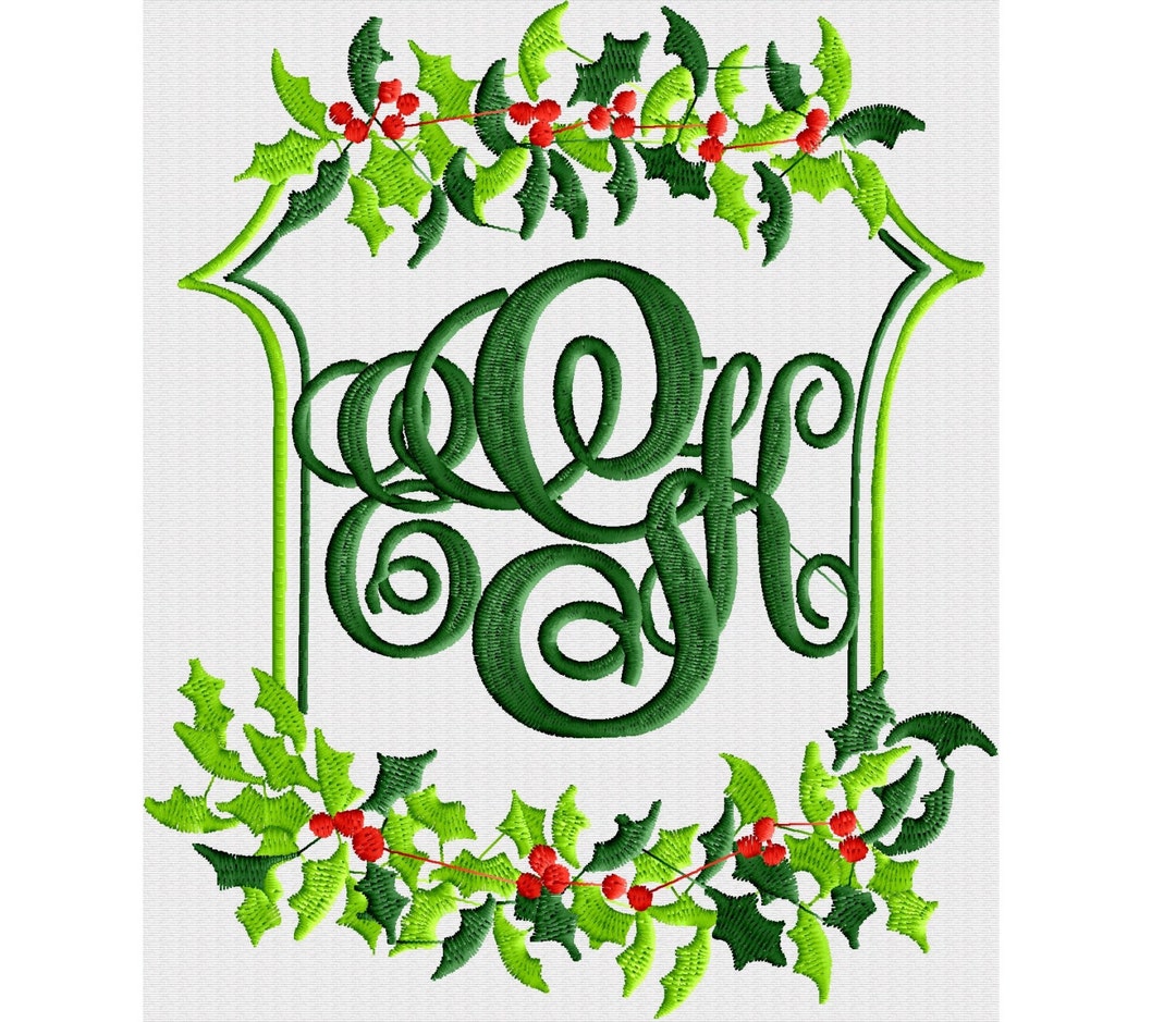 Holly Font Frame Monogram Embroidery Design -font Not Included ...