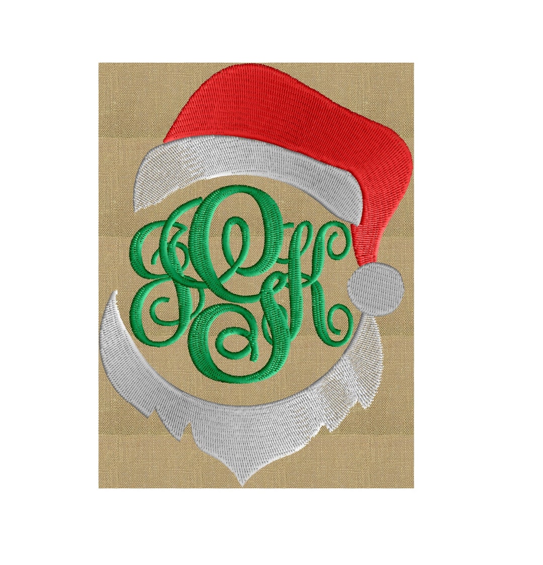 Santa Hat Beard Font Frame Monogram font Not Included EMBROIDERY DESIGN ...
