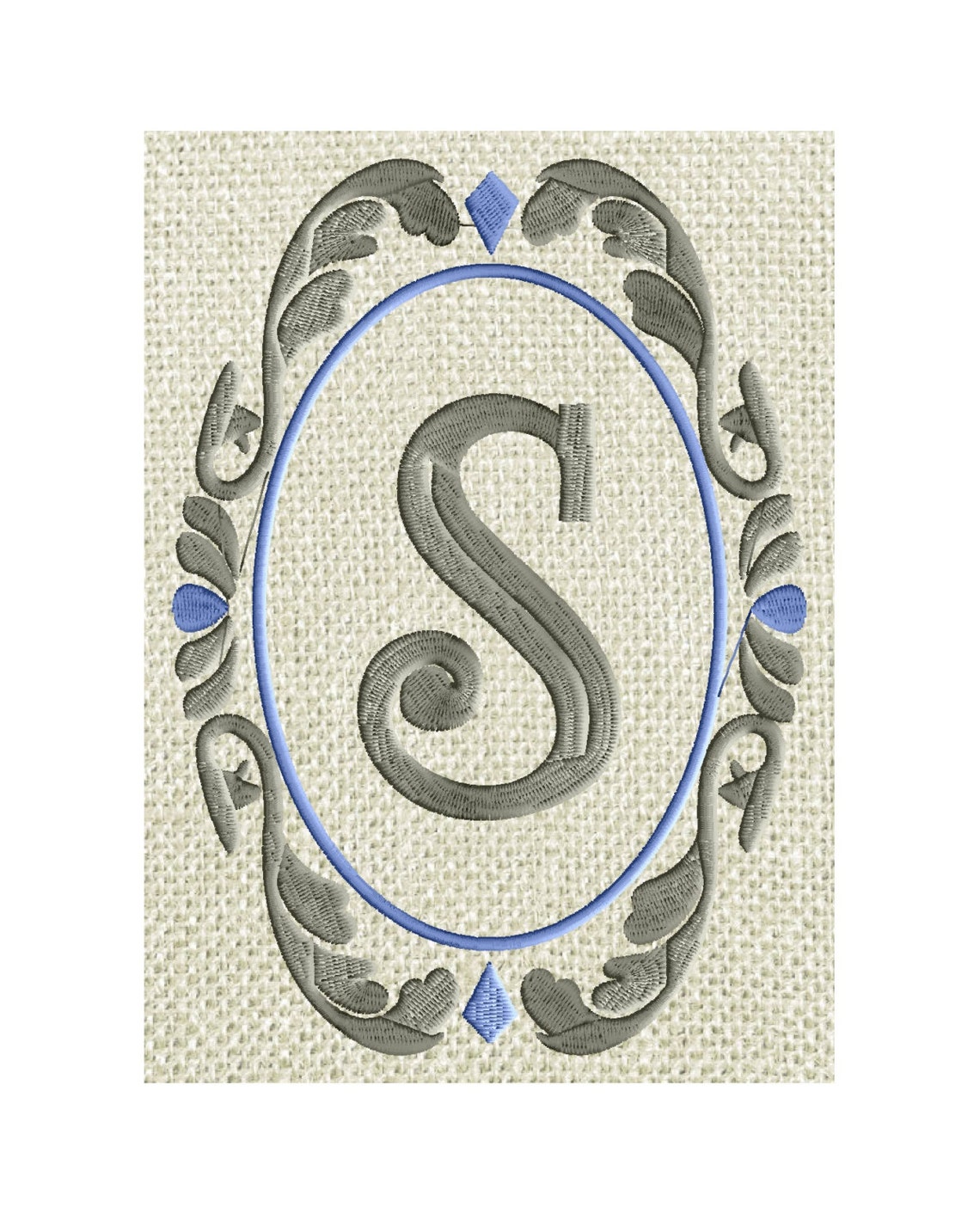 Damask Font Frame Monogram Embroidery Design Font Not - Etsy