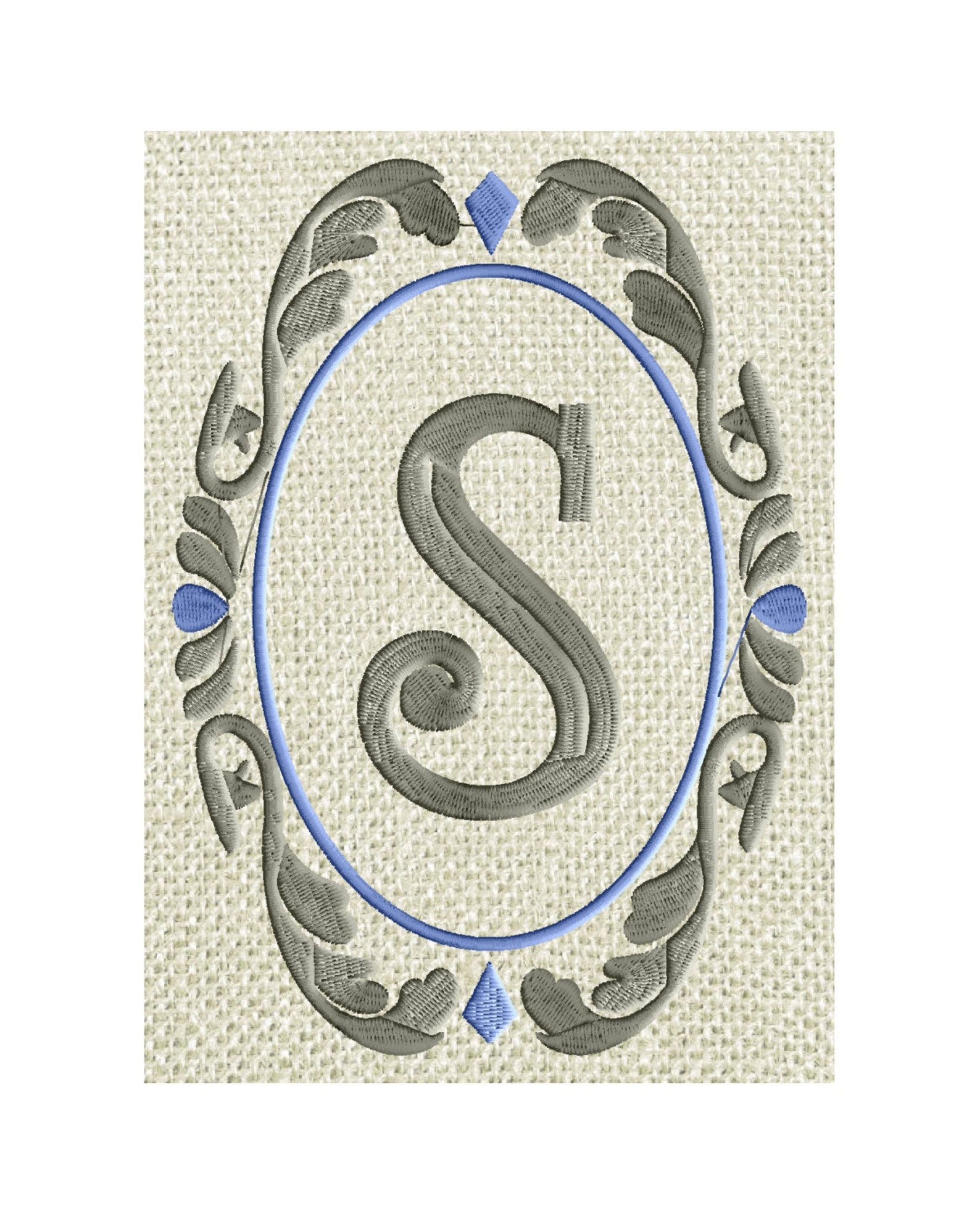 Damask Font Frame Monogram Embroidery Design Font Not - Etsy