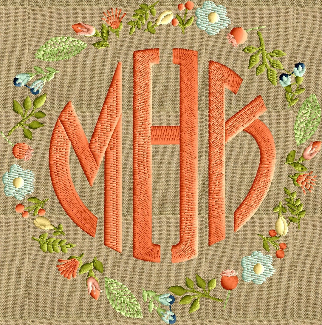 Floral Font Frame Monogram Embroidery Design - Font Not Included ...
