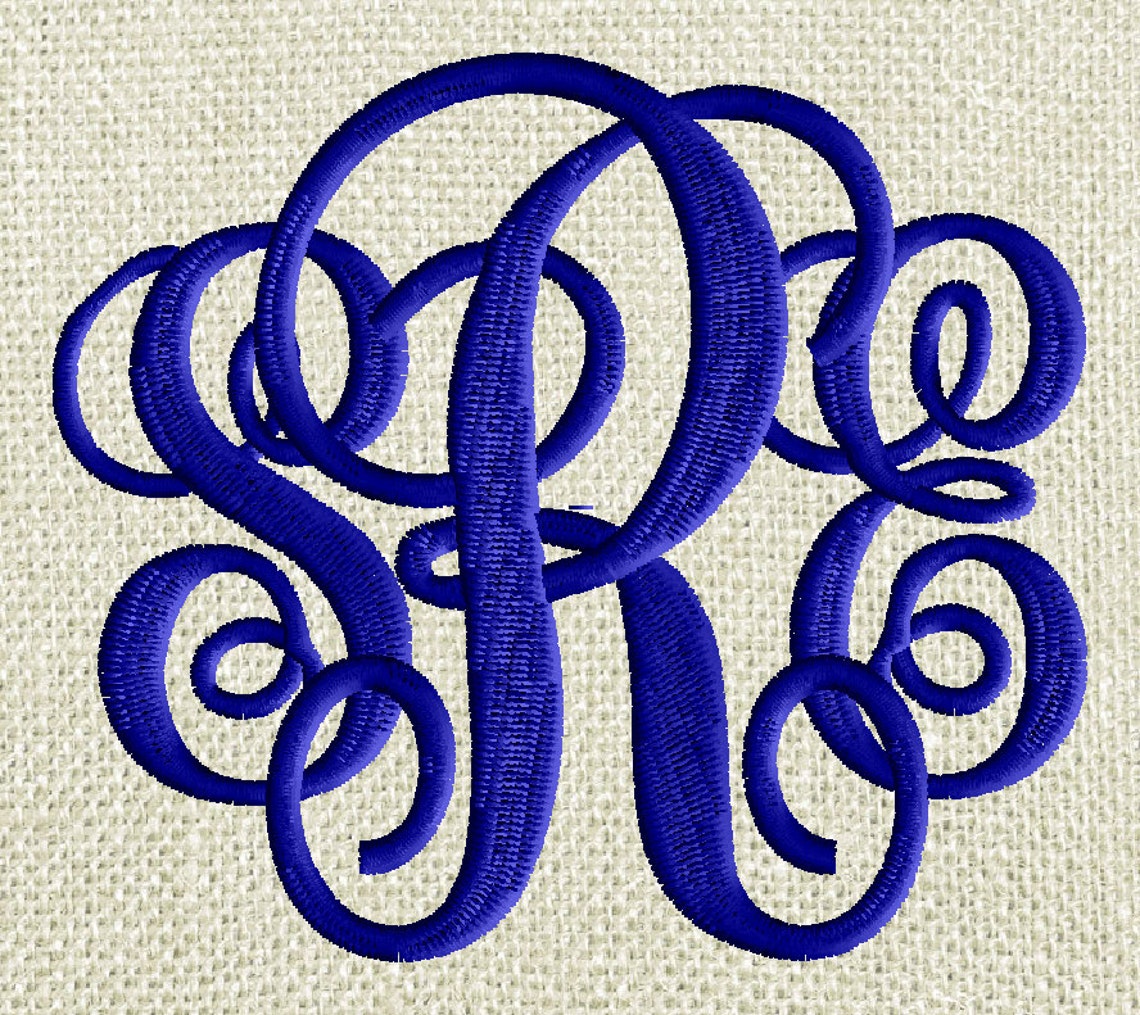 Extra Large 5 Inch Tall Scripty Monogram Font Embroidery File 26 ...