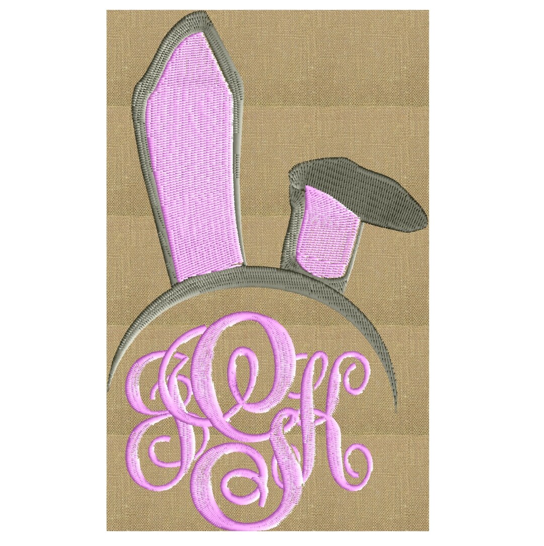 Bunny Ears Font Frame Monogram Design -font Not Included - EMBROIDERY ...