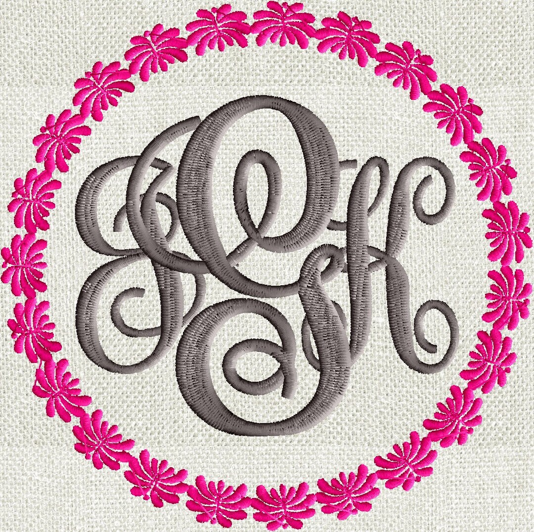 Modern Floral Font Frame -EMBROIDERY DESIGN - Font Not Included ...
