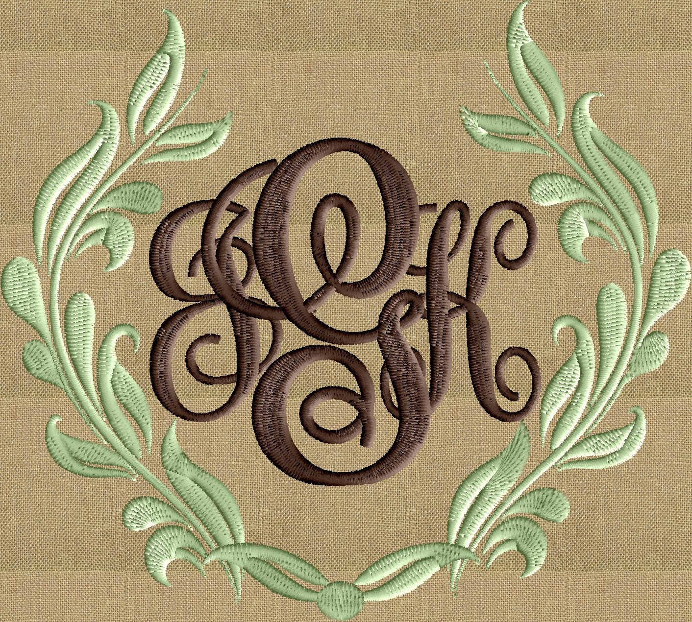 Damask Font Frame Monogram Design -font Not Included - EMBROIDERY ...