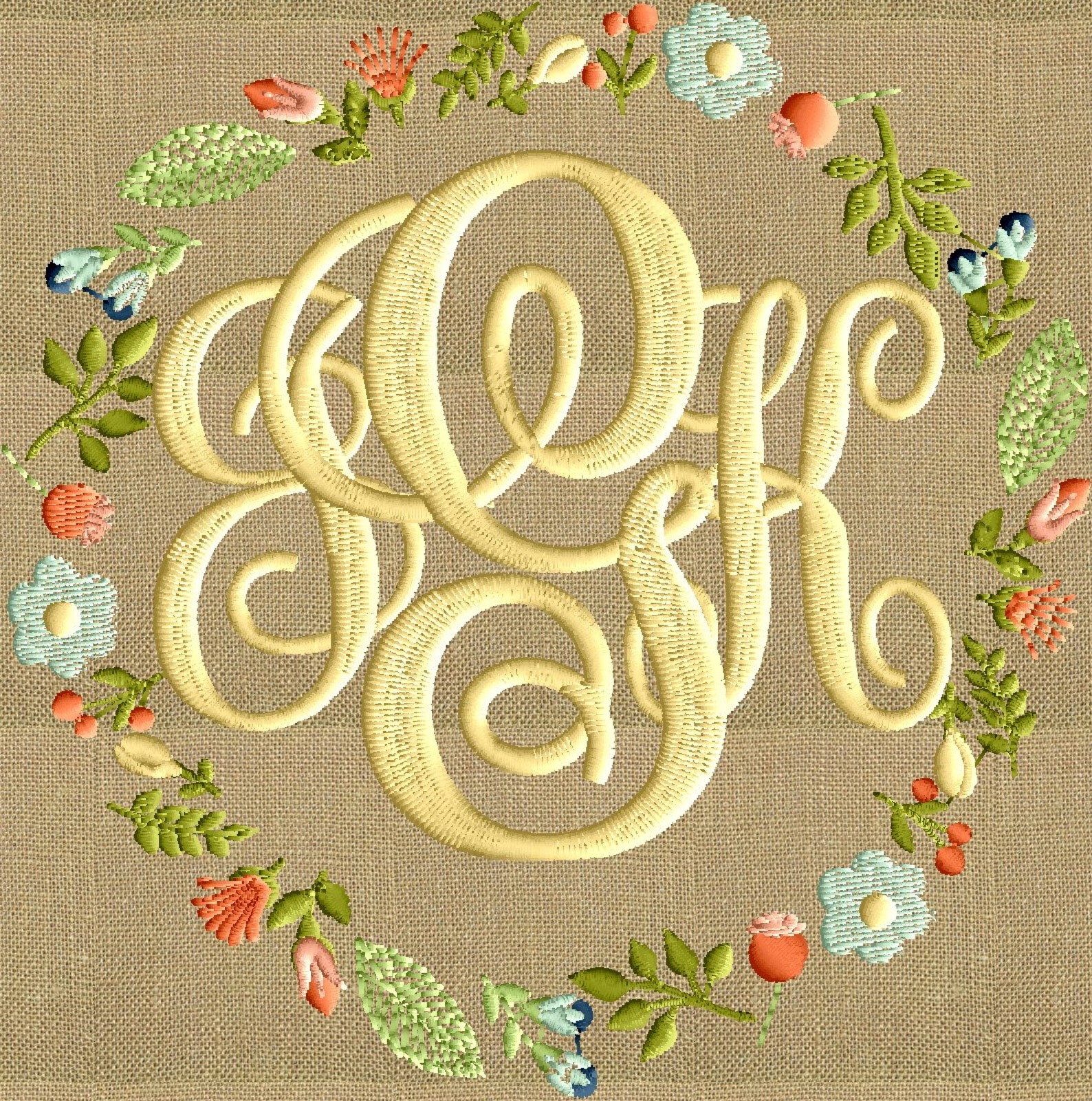 Floral Font Frame Monogram Embroidery Design Font Not - Etsy