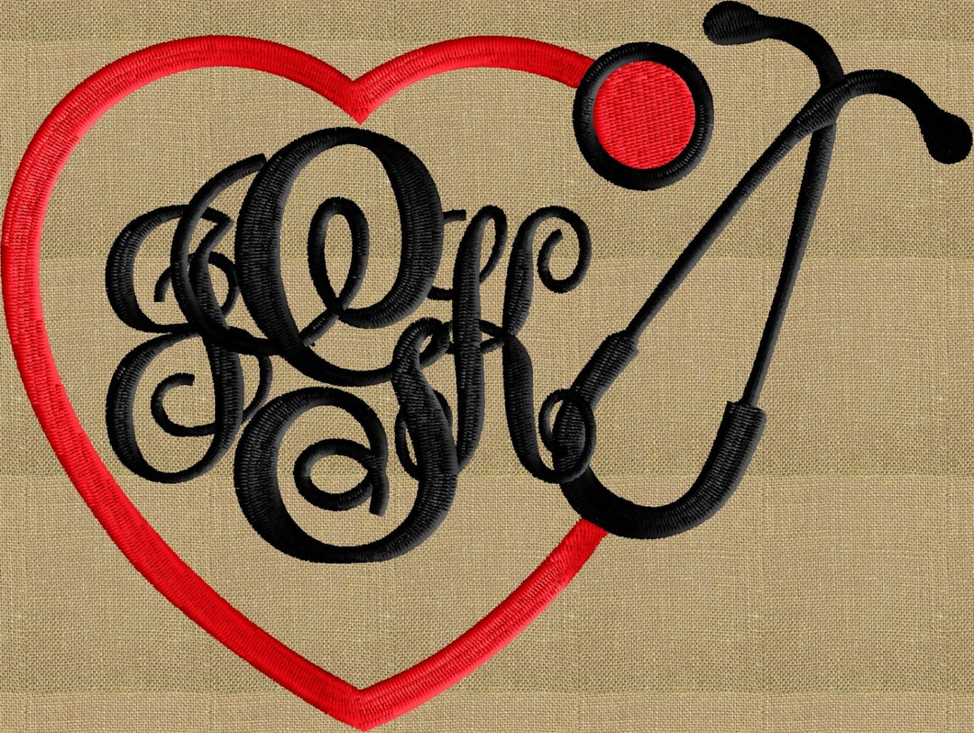 Stethoscope Heart Font Frame Monogram Design -font Not Included ...
