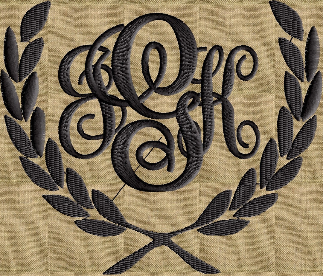Laurel Wreath Font Frame Monogram Embroidery Design - Font Not Included ...