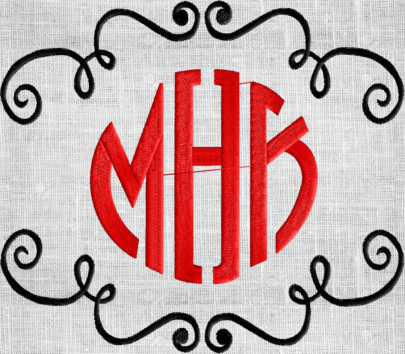 Doodle Frame Monogram Font not included EMBROIDERY DESIGN | Etsy