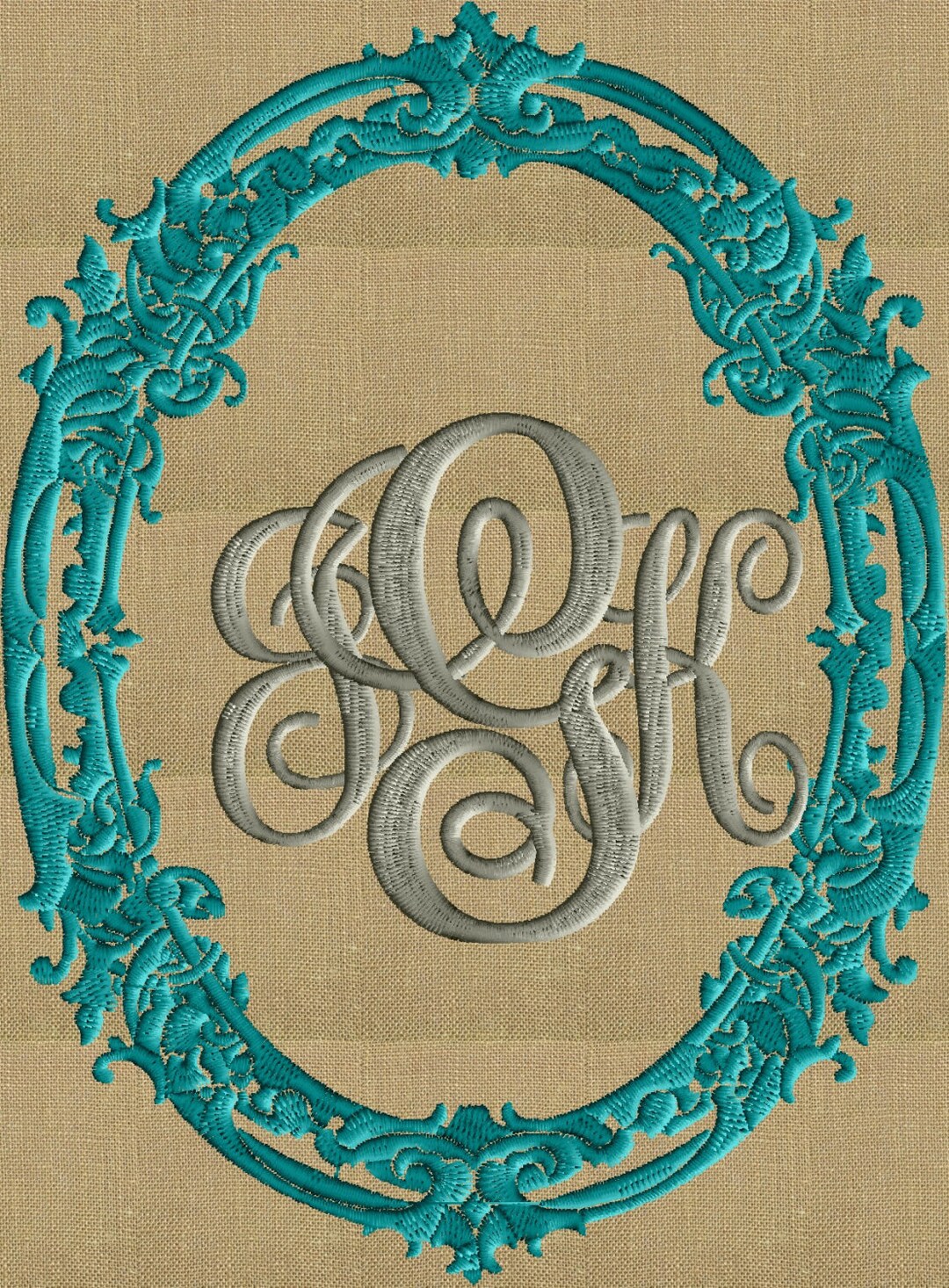 Baroque Scroll Font Frame Monogram Embroidery Design -font Not Included ...