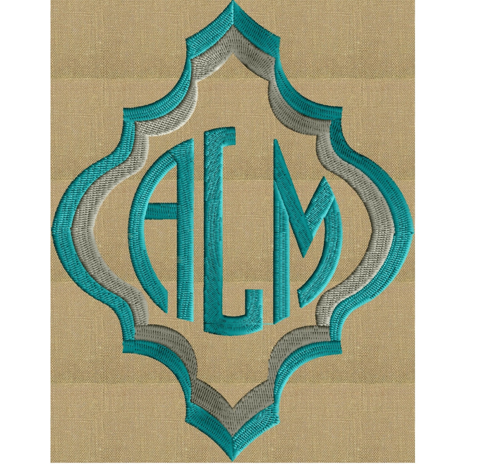 Moroccan Quatrefoil Font Frame Monogram Embroidery Design - Font Not ...