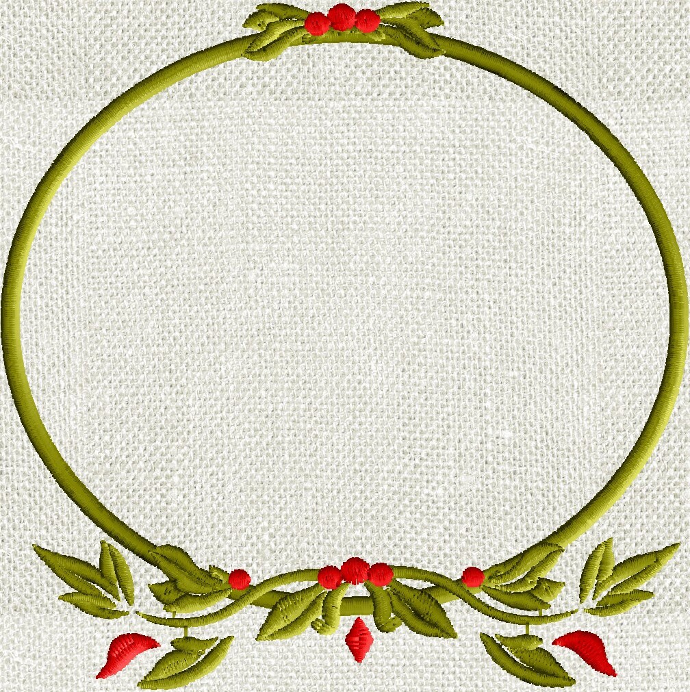 Oval Leafy Style Font Frame EMBROIDERY DESIGN Font Not | Etsy