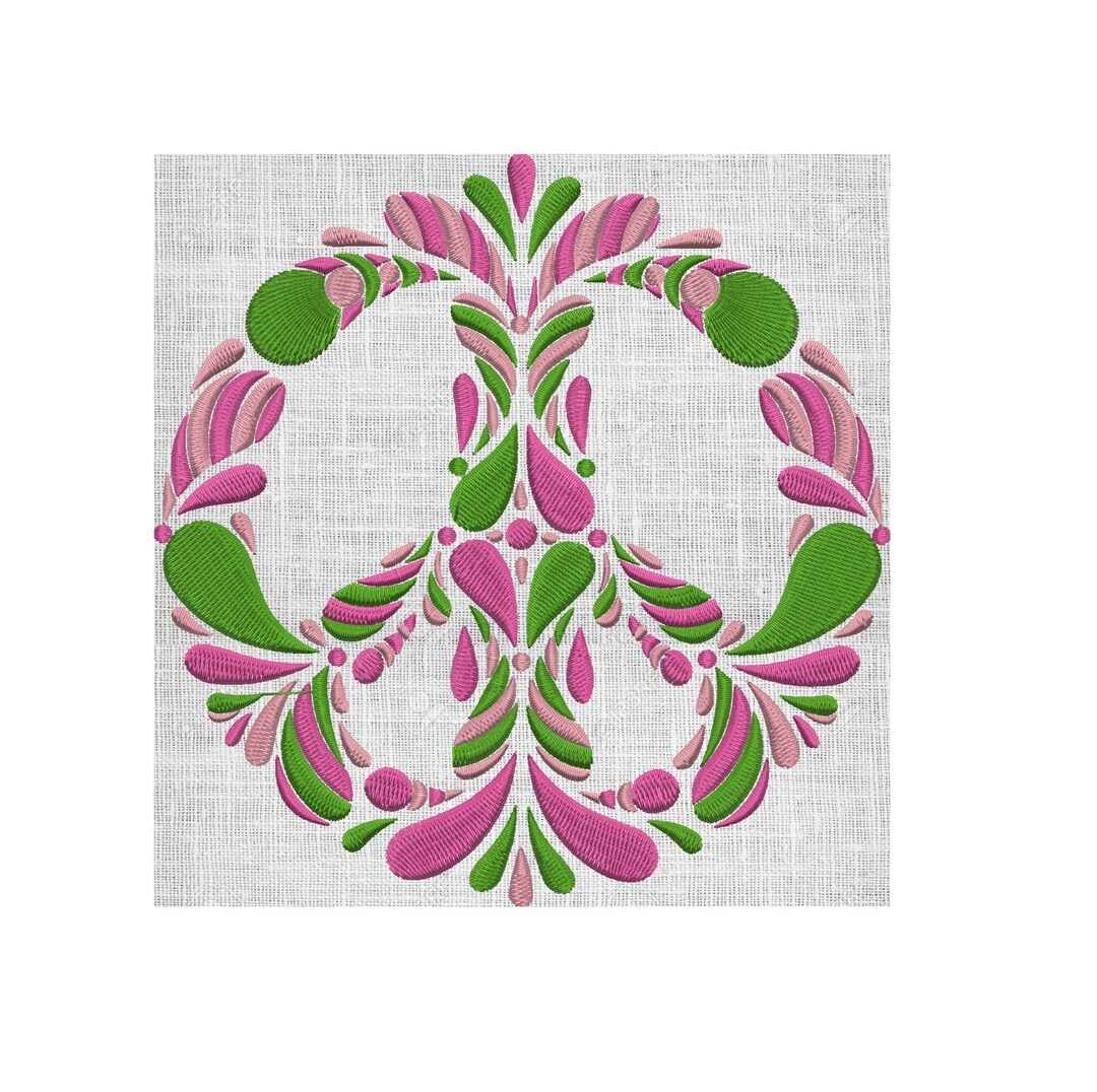 Psychedelic Peace Sign Symbol- EMBROIDERY DESIGN File - Instant ...