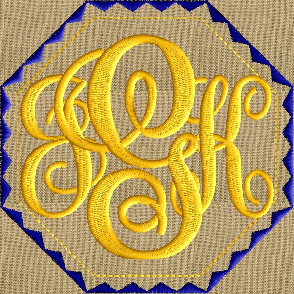 Octogon Frame Monogram font Not Included EMBROIDERY DESIGN - Etsy