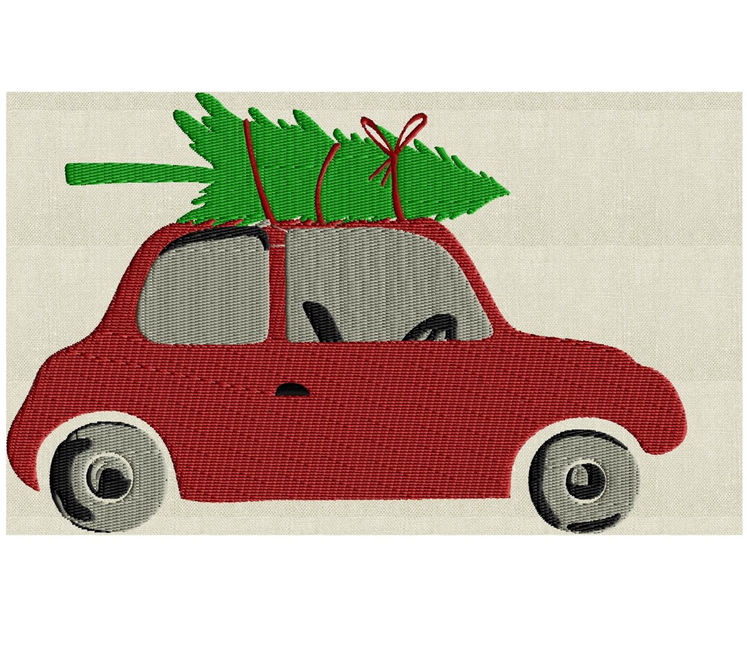 Christmas Tree on Top of Car - Retro - EMBROIDERY DESIGN FILE- Instant ...