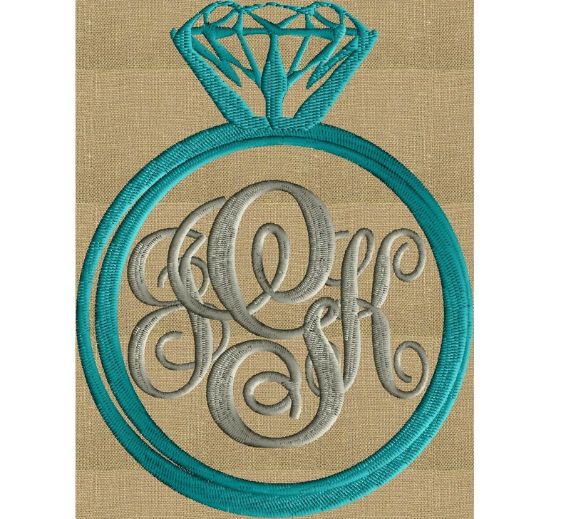 Engagement Ring Font Frame Monogram Embroidery Design - Font Not ...