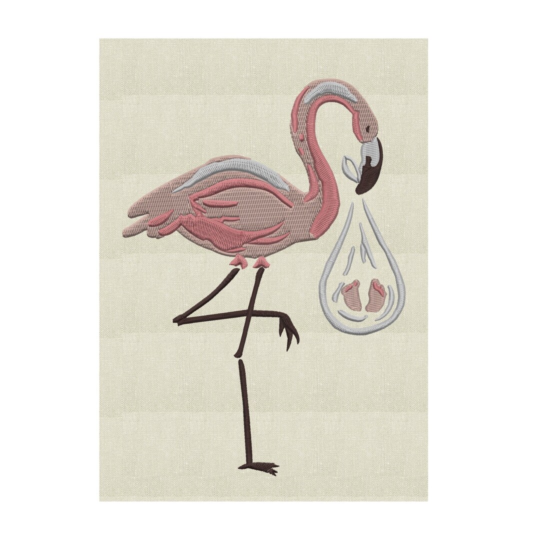 Flamingo Stork - Embroidery DESIGN FILE Instant Download Hus Dst Exp ...
