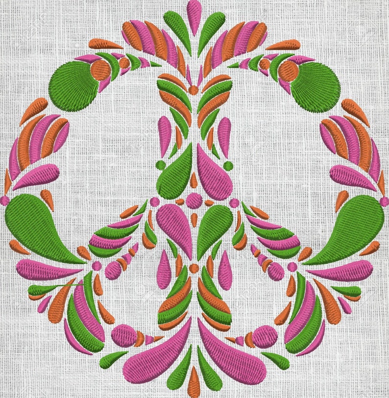 Psychedelic Peace Sign Symbol- EMBROIDERY DESIGN File - Instant ...