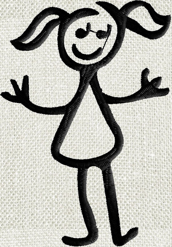 Stick Family Little Sister Design Embroidery DESIGN FILE | Etsy
