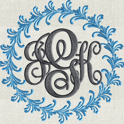 Wreath Font Frame Monogram Embroidery Design Font Not - Etsy