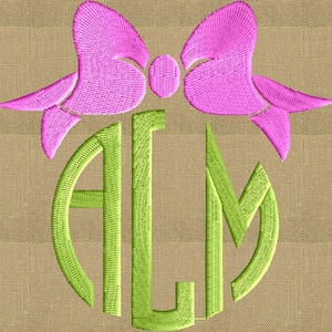 Bow Font Frame Monogram Embroidery Design - Font Not Included - Instant ...