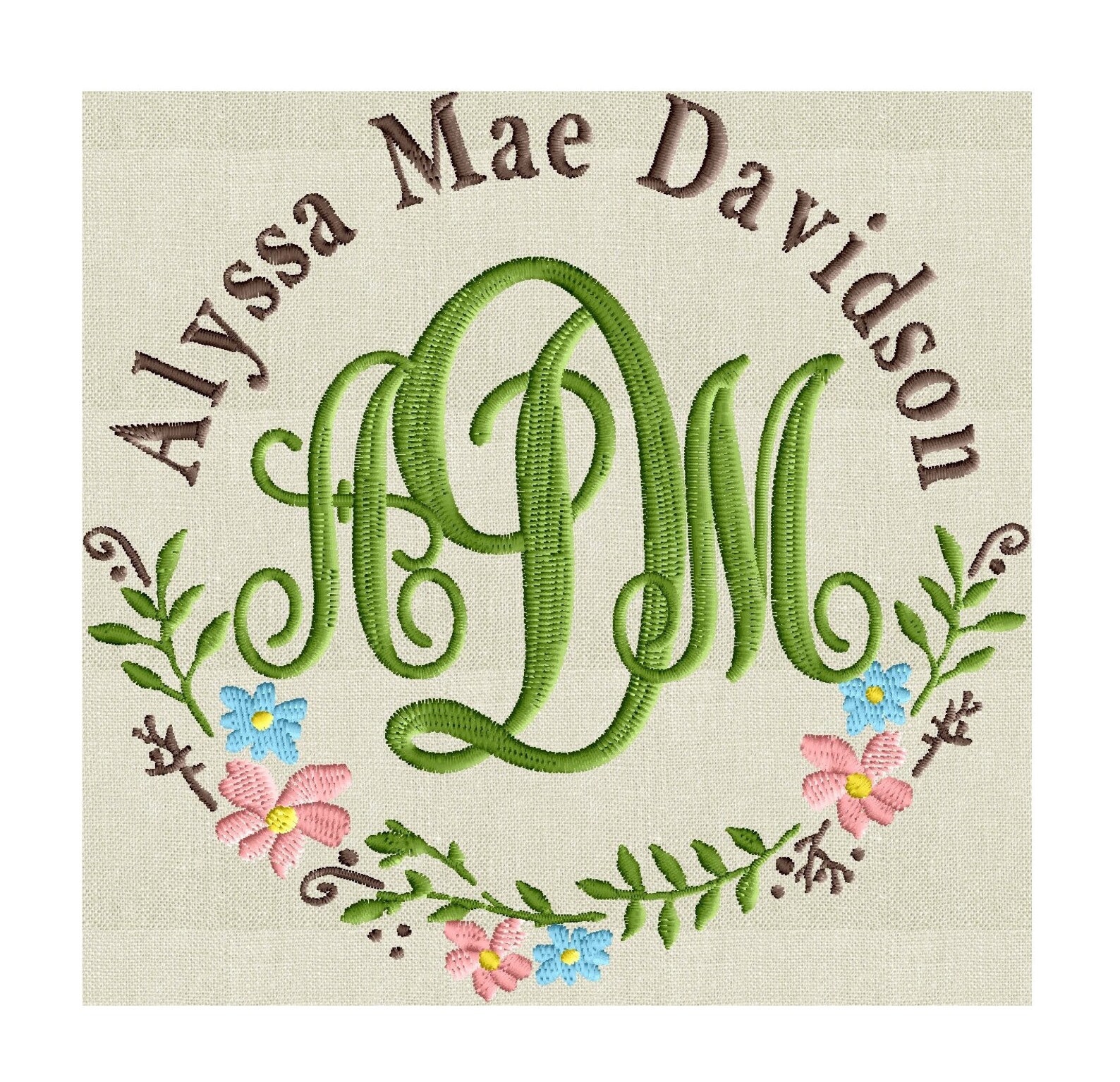 Half Round Floral Wreath Font Frame Monogram Design font Not - Etsy