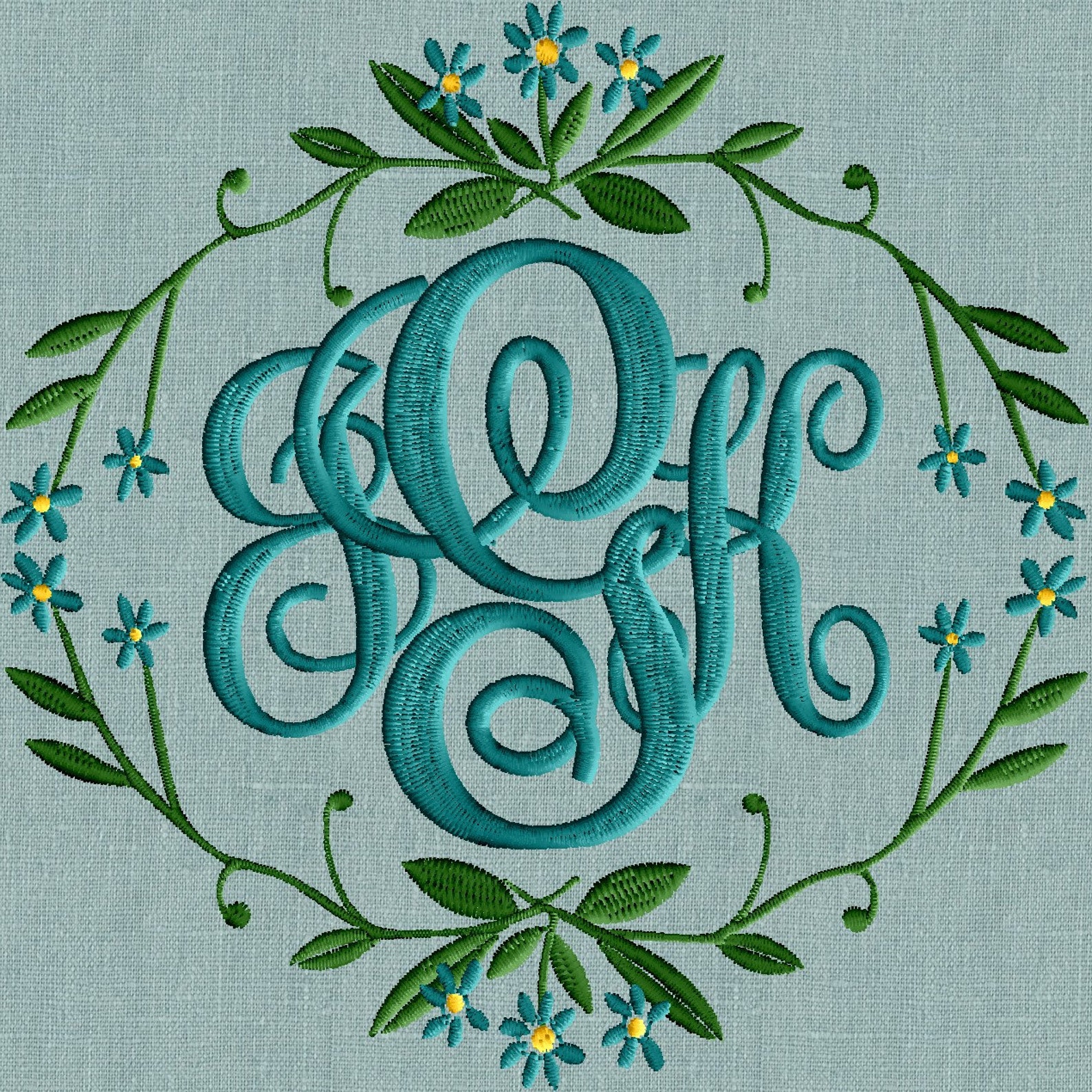 Forget Me Not Frame Monogram font Not Included EMBROIDERY | Etsy