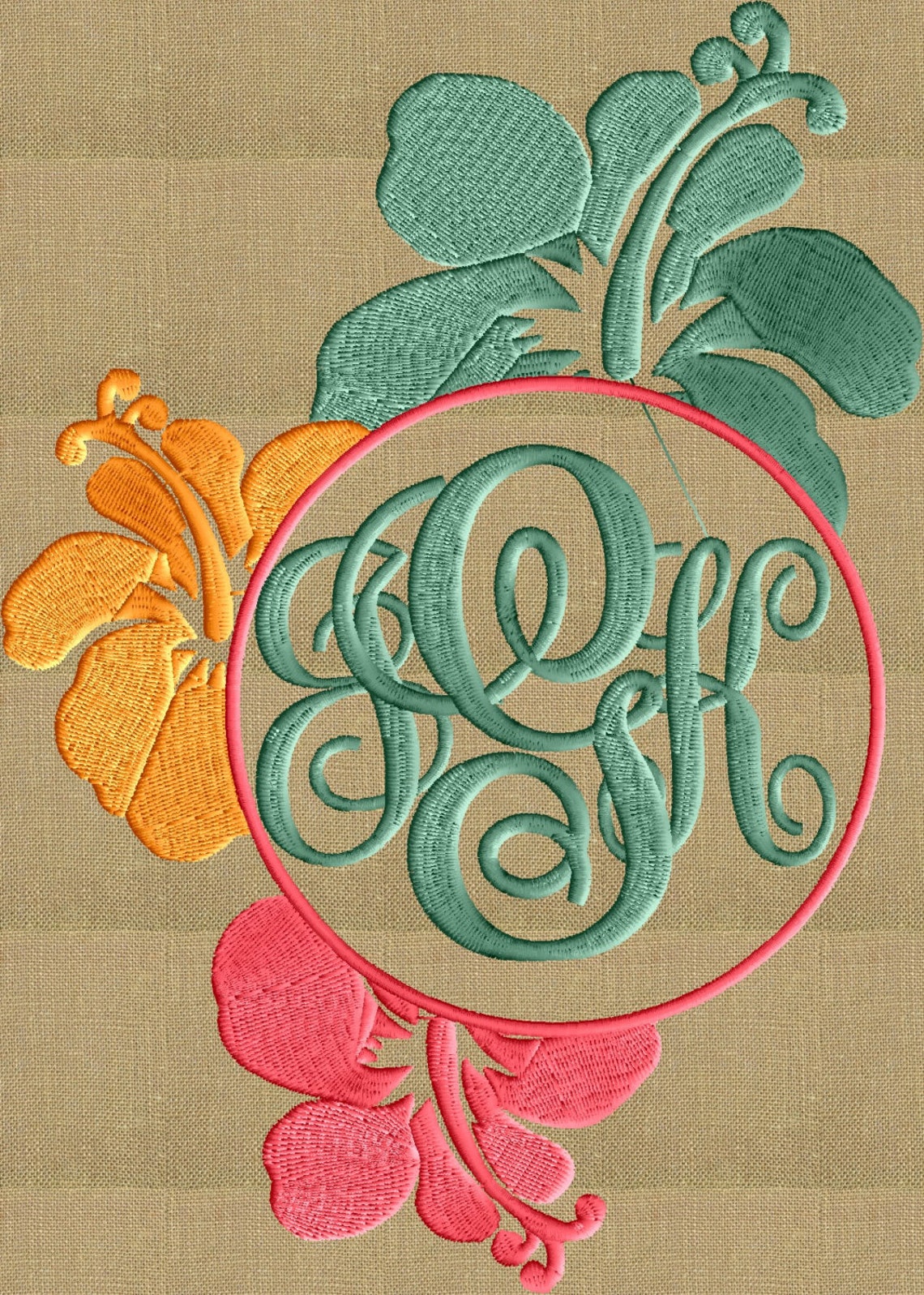 Hawaiian Flower Frame - EMBROIDERY Design FILE - Instant Download - Vp3 ...