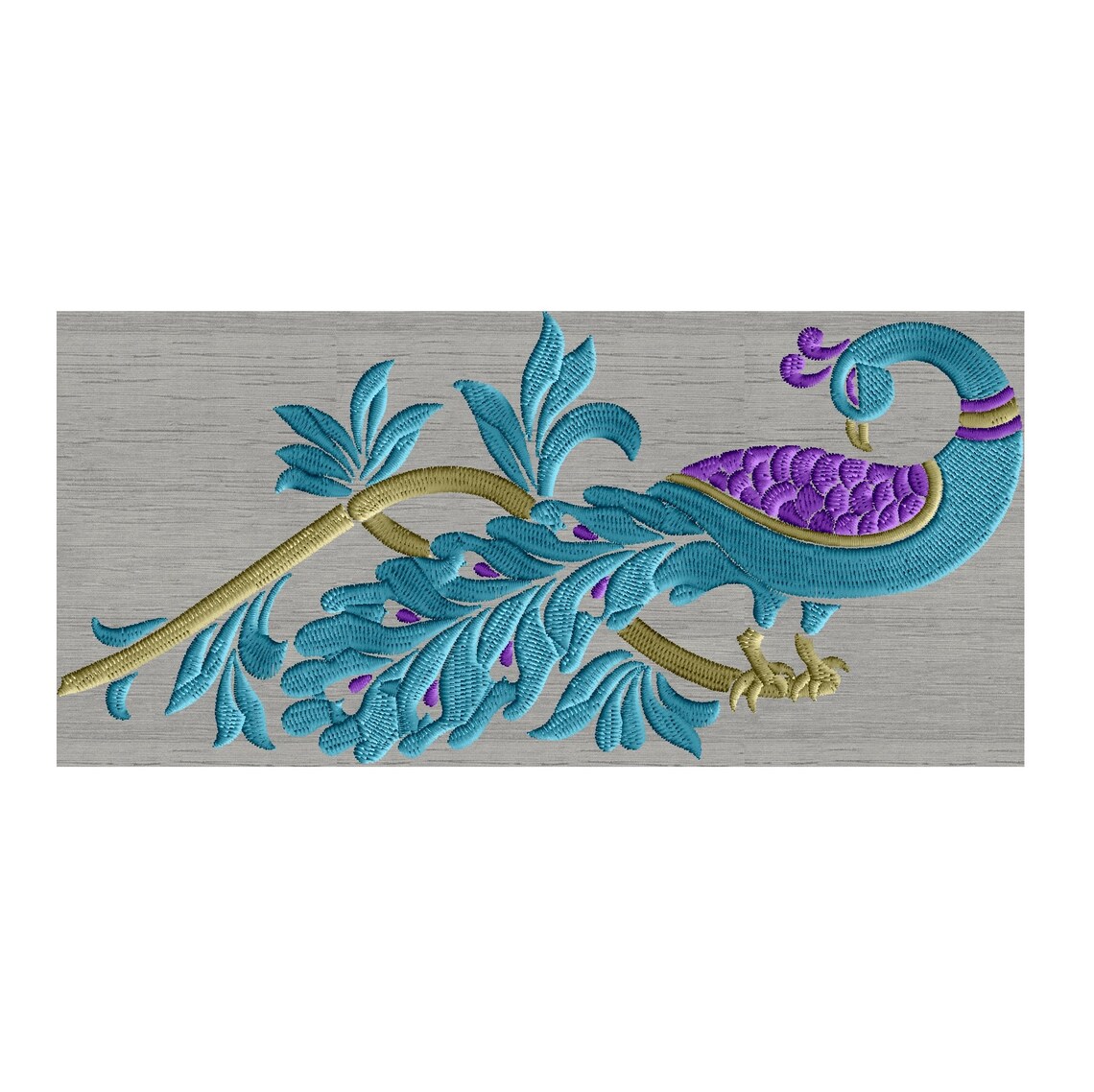 Peacock on a Vine Border Bird of Paradise - EMBROIDERY DESIGN File ...