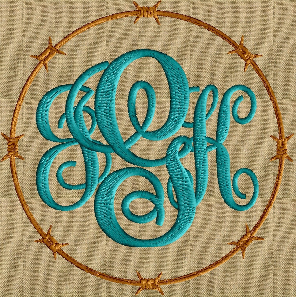 Barbed Wire Font Frame Monogram Embroidery Design Font Not - Etsy