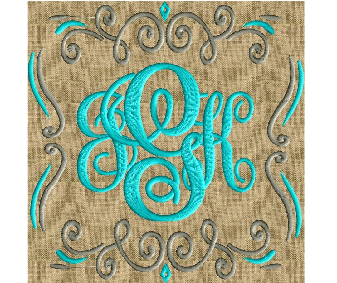 Square Scroll Font Frame Monogram Design -font Not Included ...