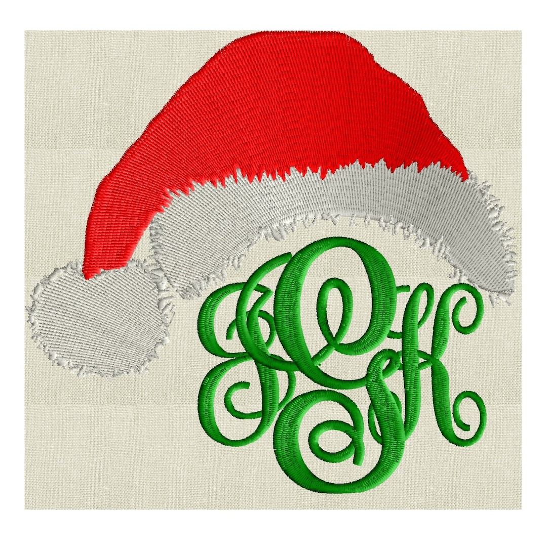 Santa Hat Font Frame Monogram -font Not Included - EMBROIDERY DESIGN ...