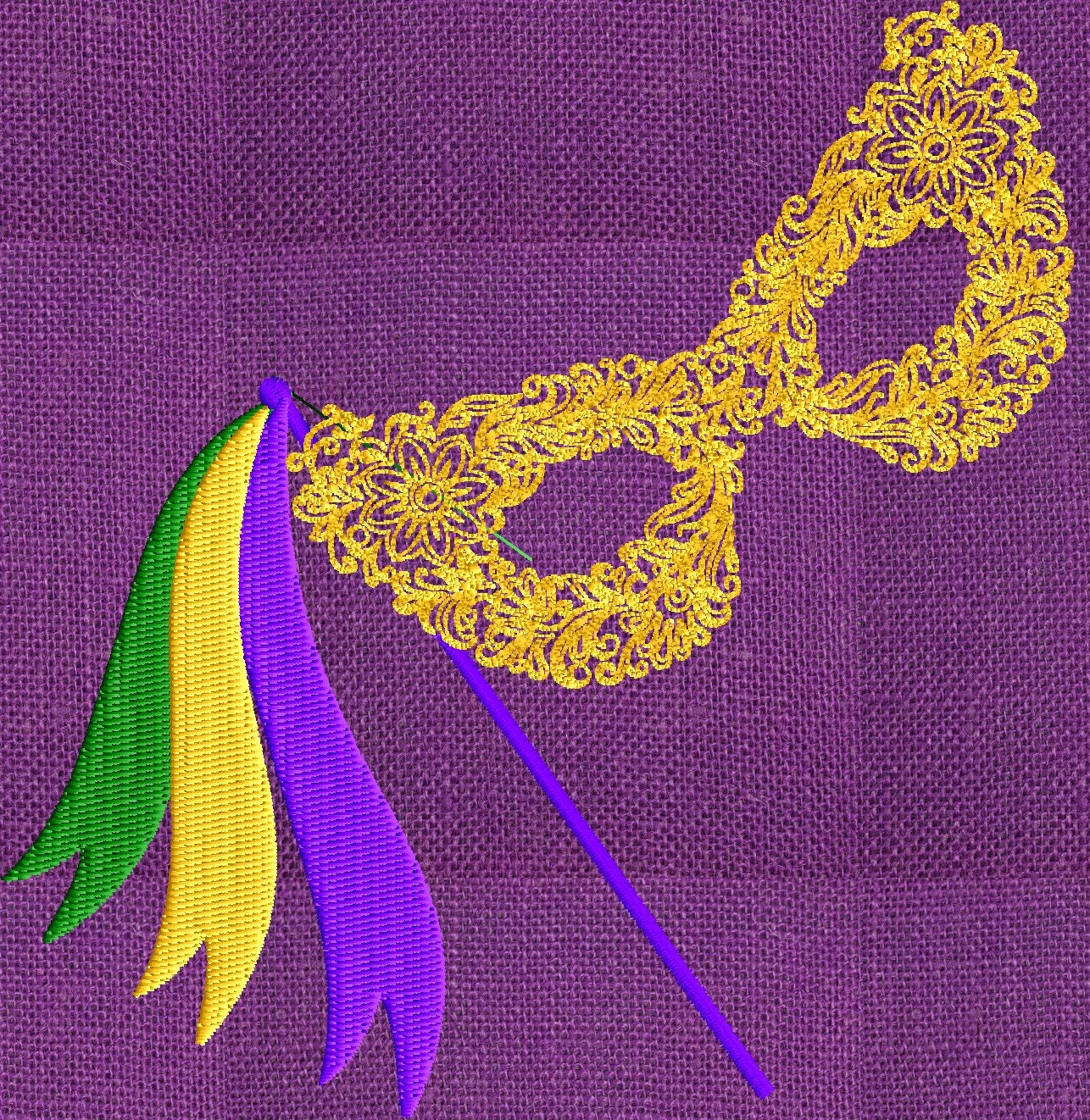 Mardi Gras Mask W Ribbon Embroidery Design - EMBROIDERY Design FILE ...