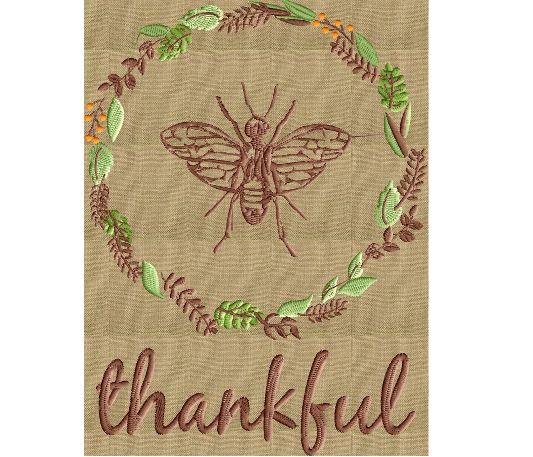 Bee Thankful - EMBROIDERY DESIGN FILE- Instant Download - Exp Jef Vp3 ...