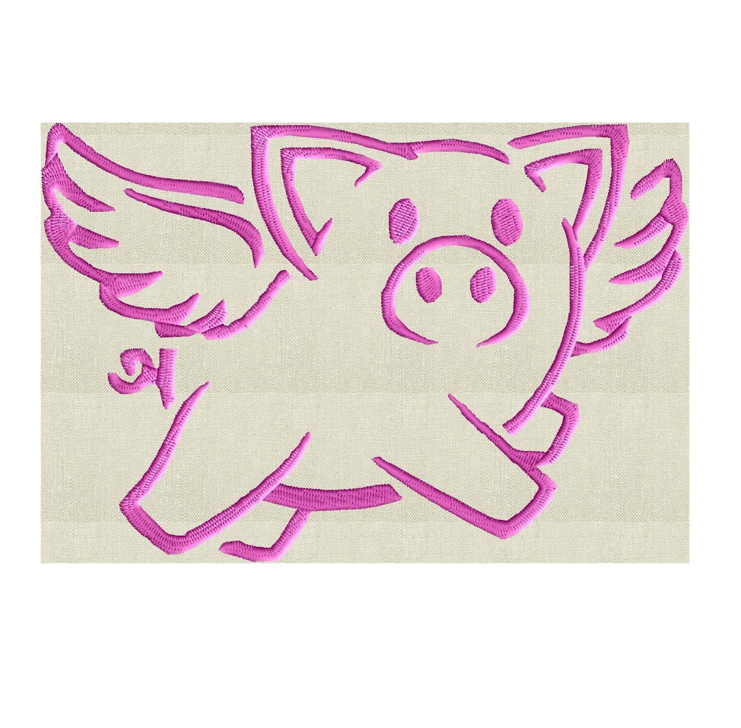 Flying Pig - When Pigs Fly Swine - Embroidery Design Embroidery DESIGN ...