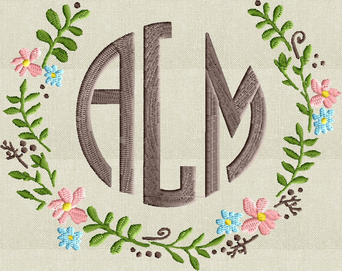 Floral Wreath Font Frame Monogram Design -font Not Included ...