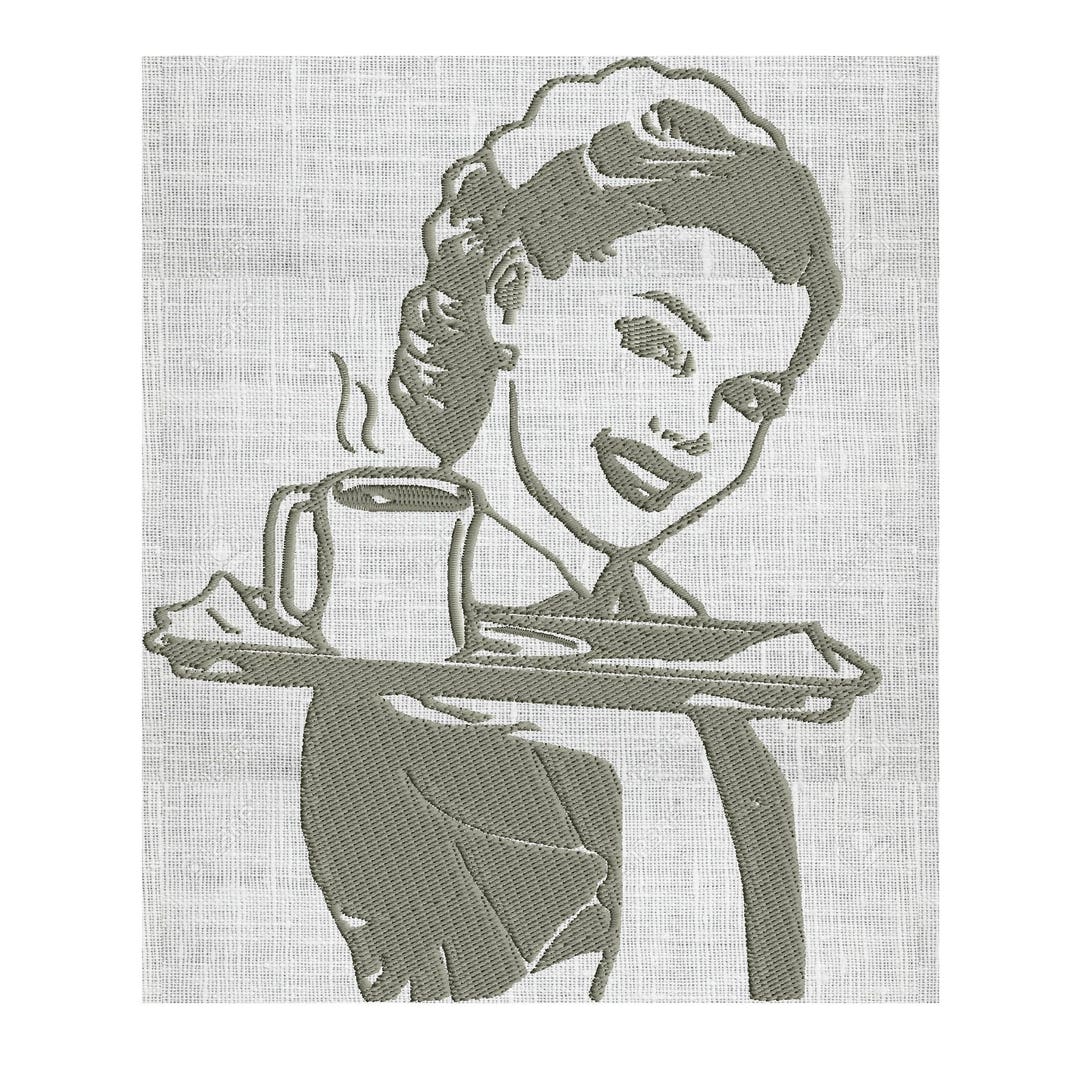 Waitress Coffee Diner Restaurant Advertising Retro 50's Embroidery ...
